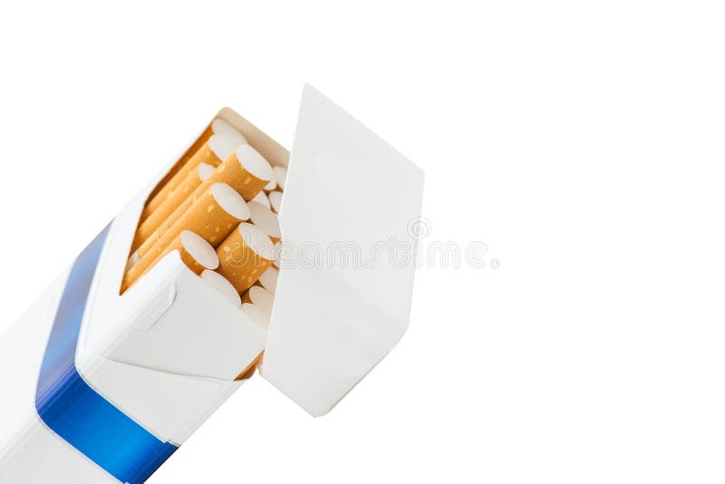 Open Blue Pack of Cigarettes Isolated on White Stock Photo - Image of ...