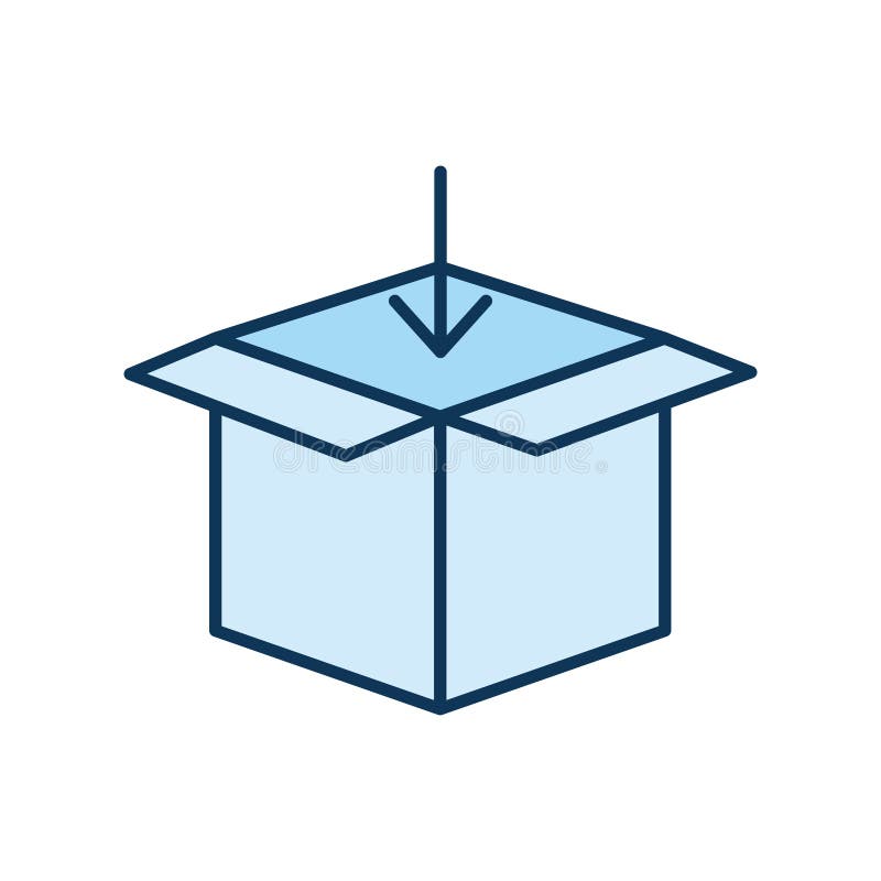 Open Blue Packing Box with One Arrow on a White Background Stock Vector ...