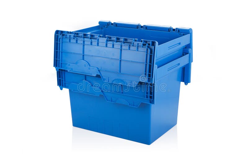 Open Blue Plastic Box Packaging. Stock Photo - Image of stack, pair ...