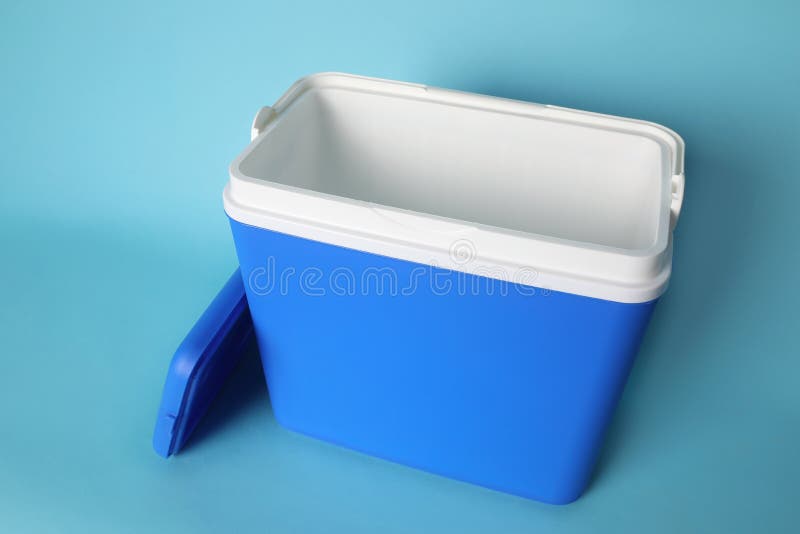 New Blue Plastic Canister on Black Background, Closeup Stock Image ...