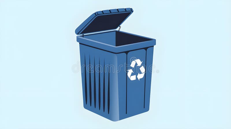 Open Blue Recycling Bin with Recycle Symbol Stock Illustration ...