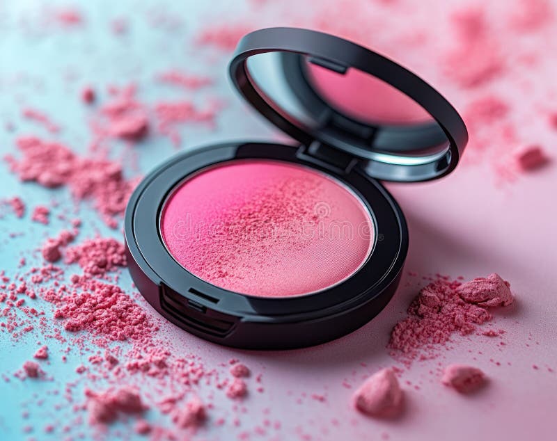 Open Blush Compact with Scattered Powder Stock Photo - Image of ...