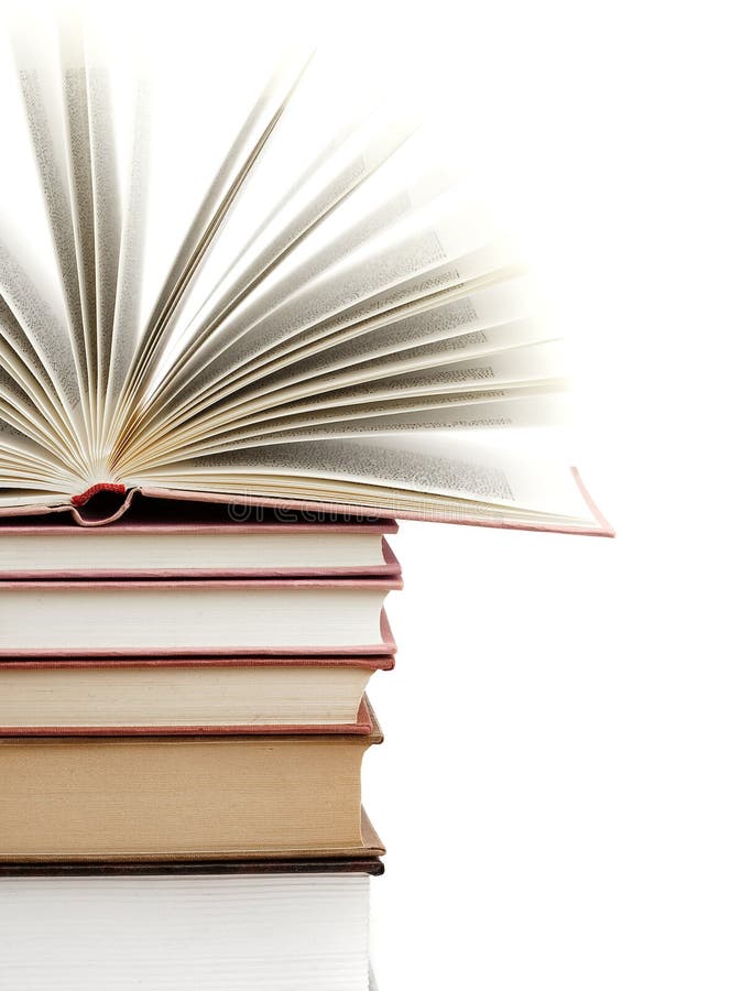 Open Book on an Stack of Books. Stock Image - Image of books, flipped ...