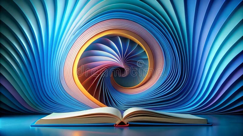 Open Book with Abstract Colorful Spiral Background Representing ...