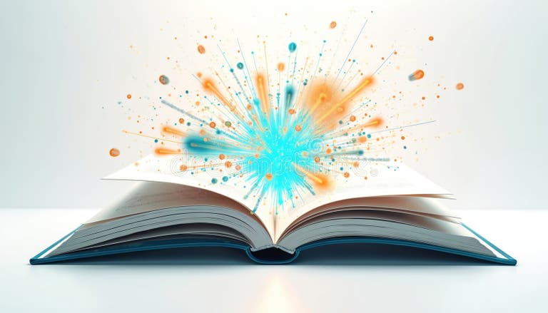 Open Book with Abstract Explosion from Pages. Represents Learning Tech ...