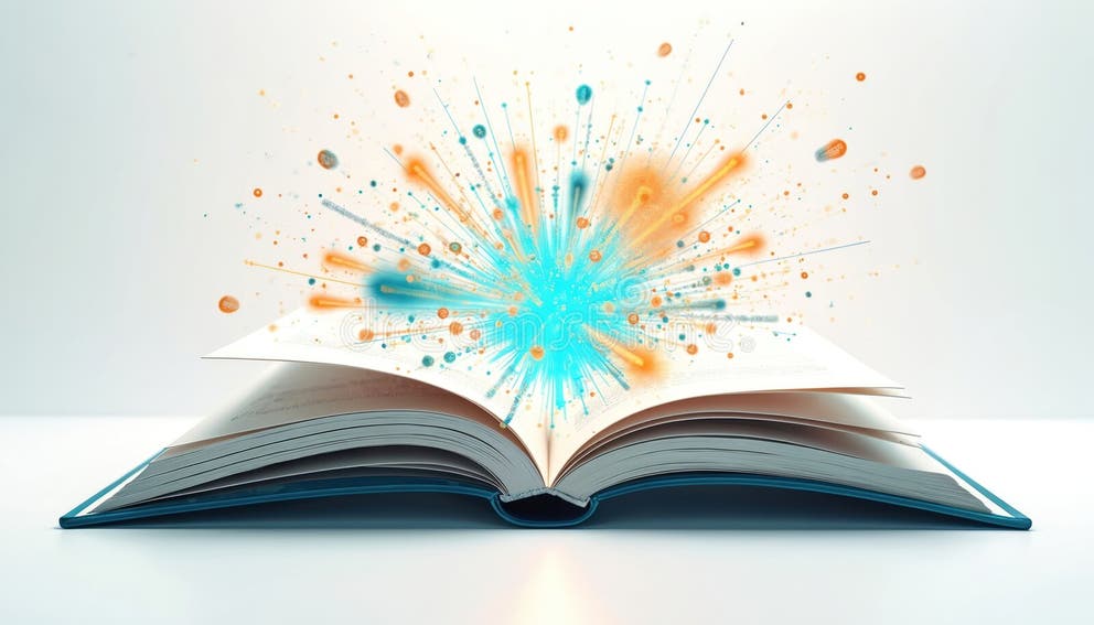 Open Book with Abstract Explosion from Pages. Represents Learning Tech ...