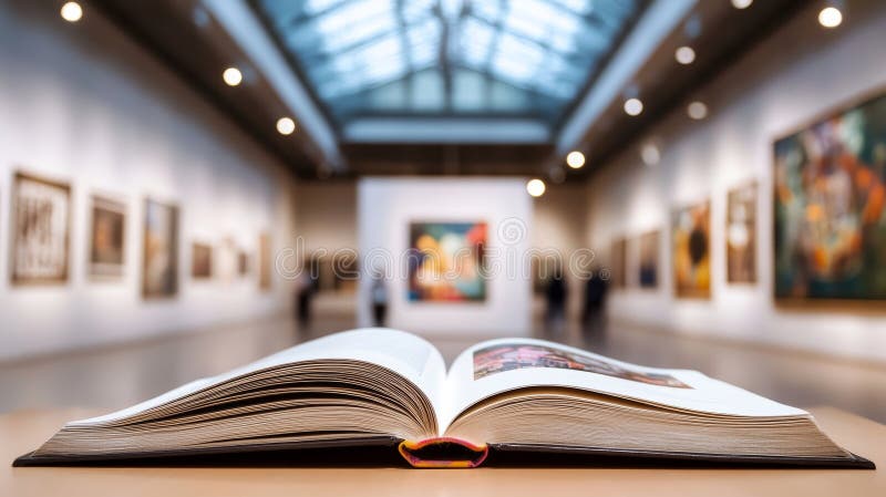 An Open Book Against a Blurred Background of the Museum of Modern Art S ...