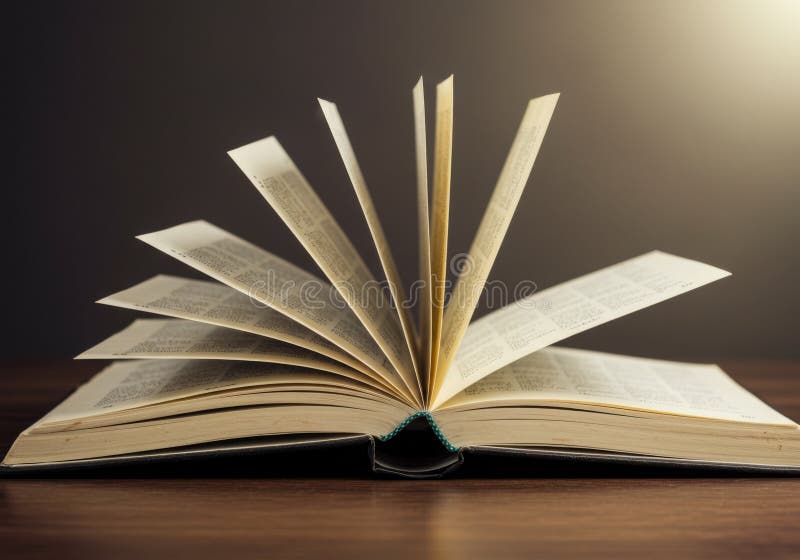 Open Book with Aged Pages on Wooden Surface Stock Illustration ...