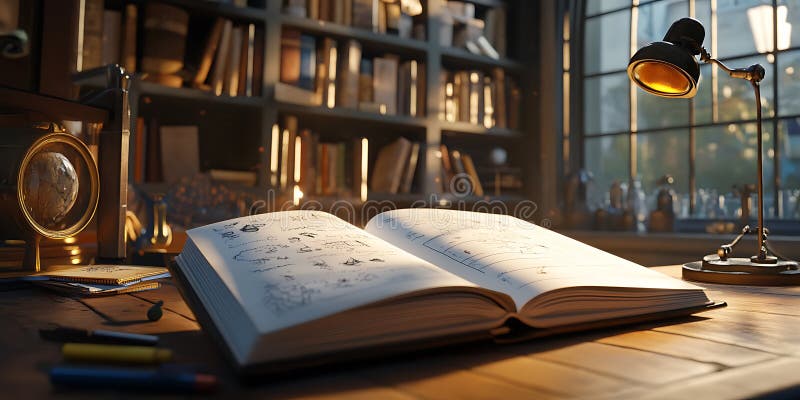 Open Book in Antique Library HighRes Image Background Wallpaper Stock ...