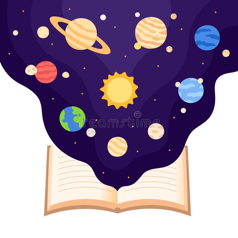 Astronomy Open Book with Solar System Stock Vector - Illustration of ...