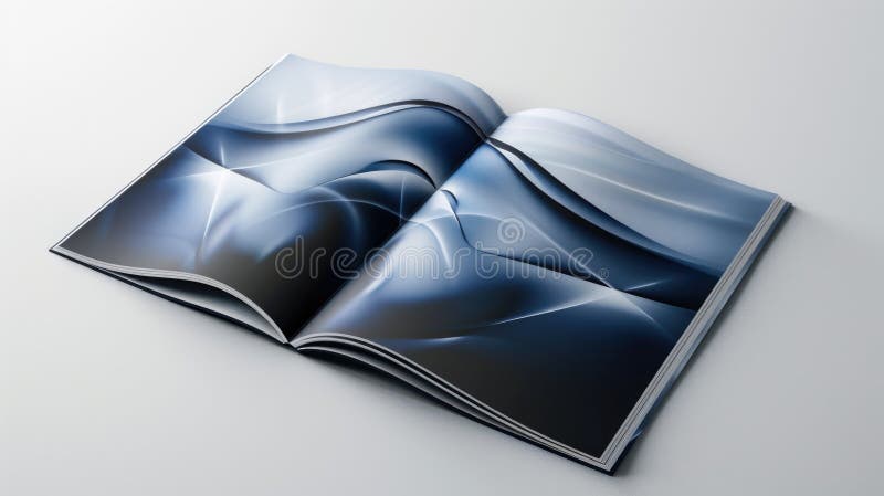An Open Book with a Beautiful Blue Wave Picture. Ideal for Book Covers ...