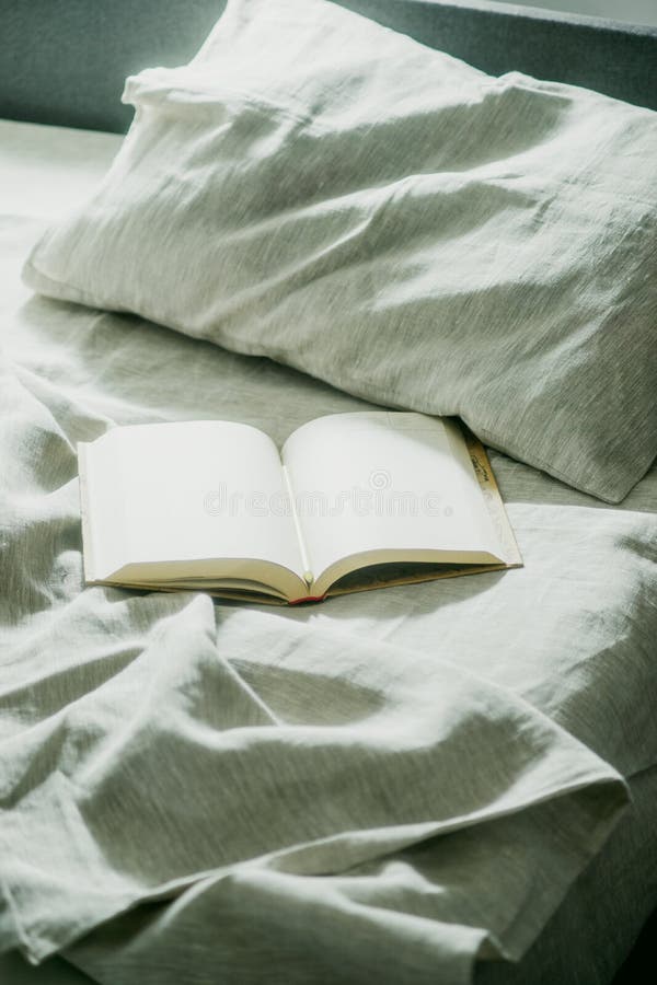 Open Book on the Bed Close Up Stock Photo - Image of cosy, house: 238995044