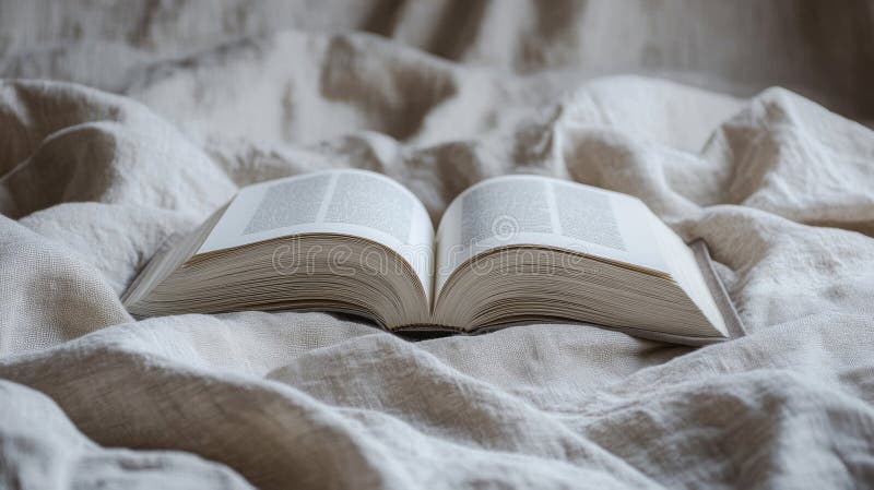Open Book on Beige Linen Fabric Stock Illustration - Illustration of ...