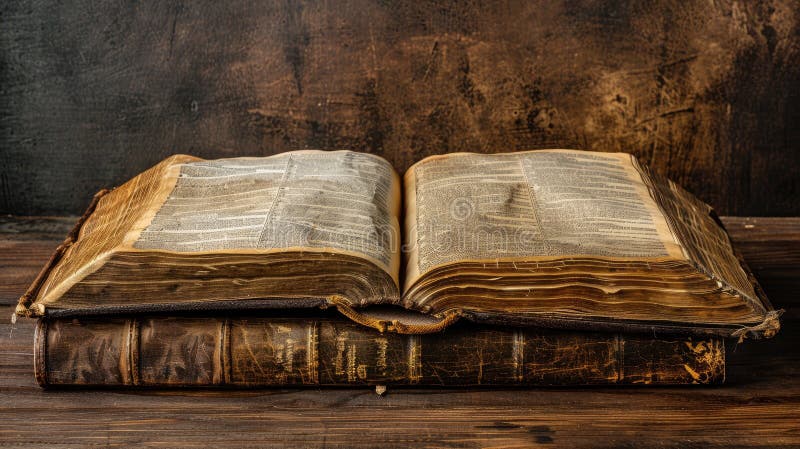An Open Book Bible Resting on a Table Against an Abstract Background ...
