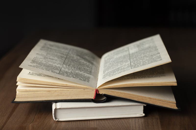 Open Book. Open Bible. on a Wooden Table. Reading Stock Image - Image ...