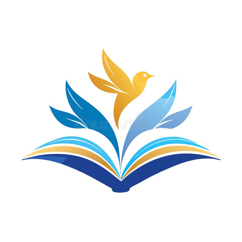 Open Book with Bird Logo Design for Education and Knowledge Stock ...