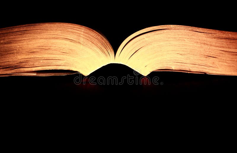 An Open Book on a Black Background Stock Photo - Image of university ...
