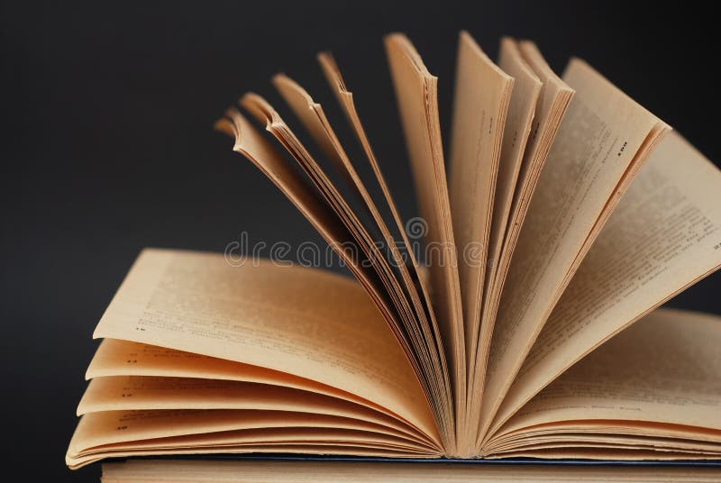 Open Book on a Black Background. . Vintage Style. Stock Photo - Image ...