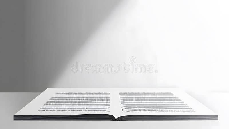 Open Book with Black Lines and White Background Stock Illustration ...