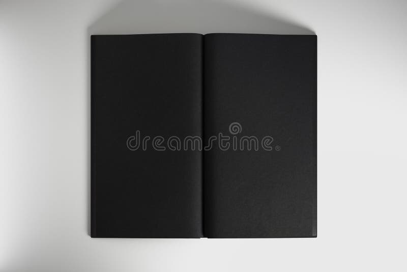 Open Book with Blank Black Sheets at Light Background, Copyspace Stock ...