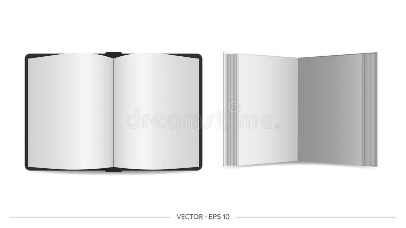 An Open Book with Blank Leaves. View from Above. Realistic Vector Stock ...
