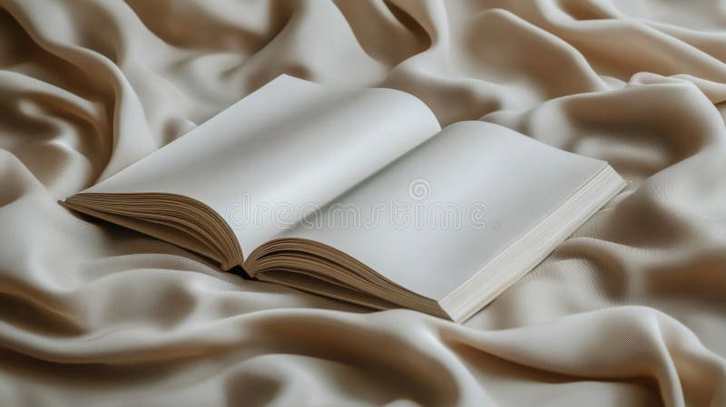 Open Book with Blank Pages on Beige Fabric Stock Illustration ...