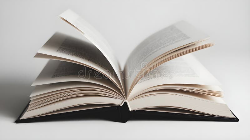 Open Book with Blank Pages and Black Cover on White Background Stock ...