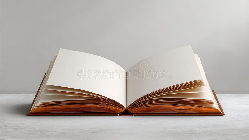 Open Book with Blank Pages, Lying Flat on a Textured Surface. the Pages ...