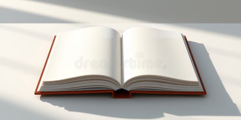 An Open Book with Blank Pages and a Red Cover Sitting on a White ...