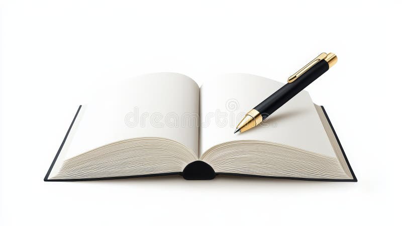 An Open Book with Blank Pages and a Stylish Pen Symbolizing Creativity ...