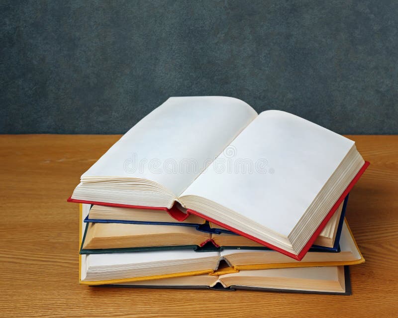 Open Book with Blank Pages on the Table. Stock Image - Image of tome ...