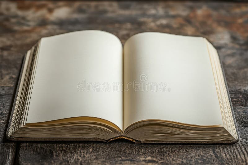 Open Book with Blank Pages on a Wooden Surface Stock Illustration ...