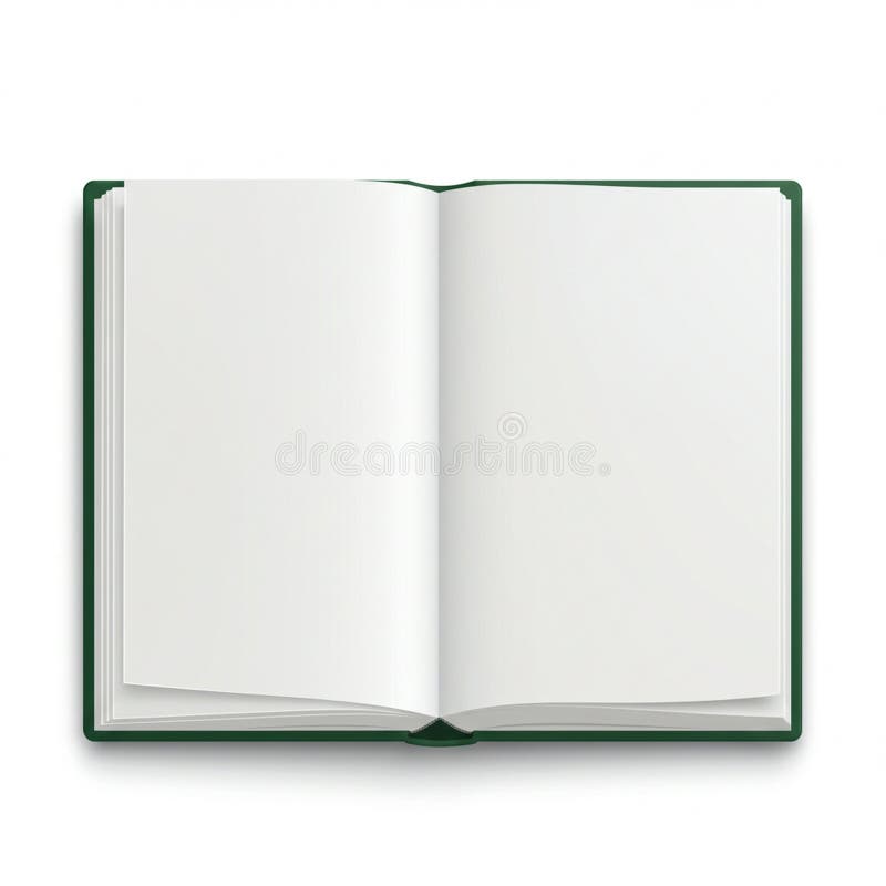 Open Book with Blank White Pages and a Green Cover. the Pages Appear ...