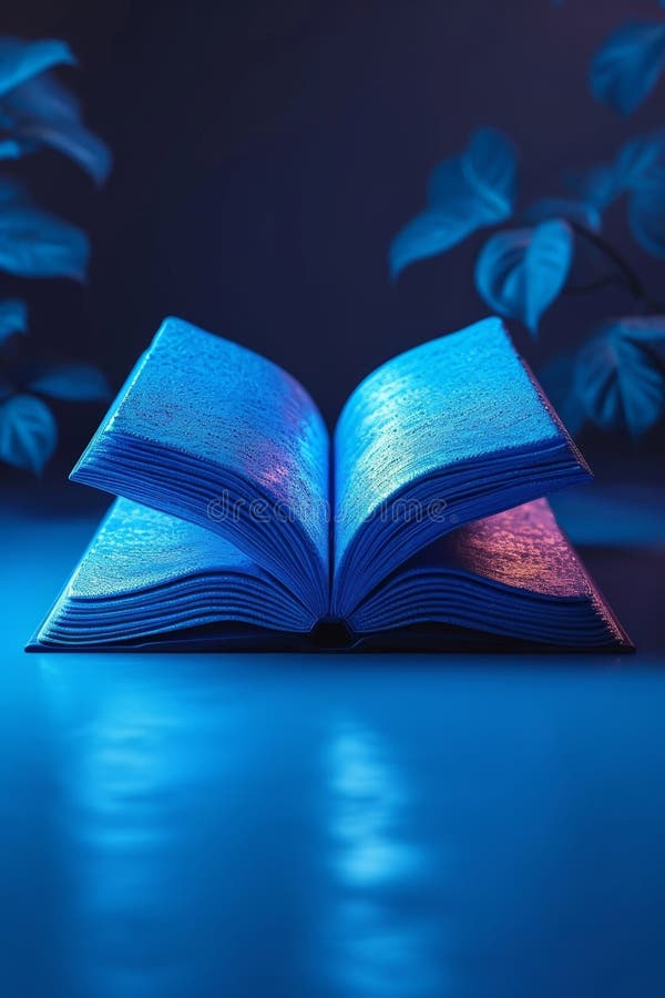 An Open Book on a Blue Background. the Concept of Knowledge Stock Photo ...