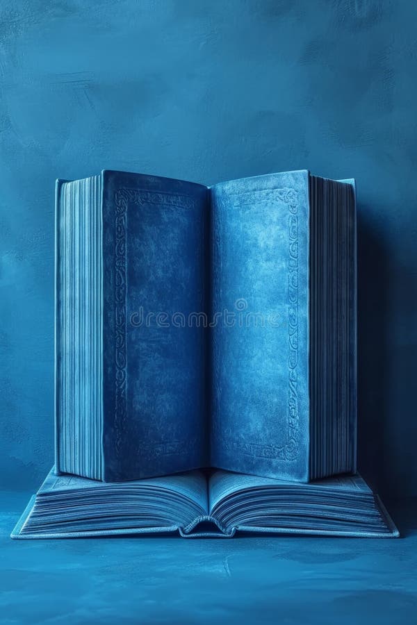An Open Book on a Blue Background. the Concept of Knowledge Stock Photo ...