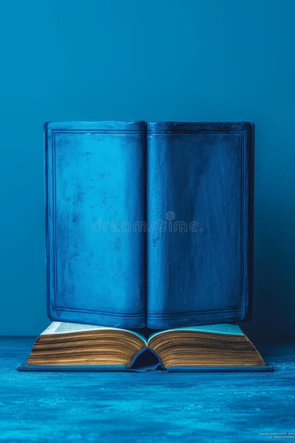 An Open Book on a Blue Background. the Concept of Knowledge Stock Photo ...