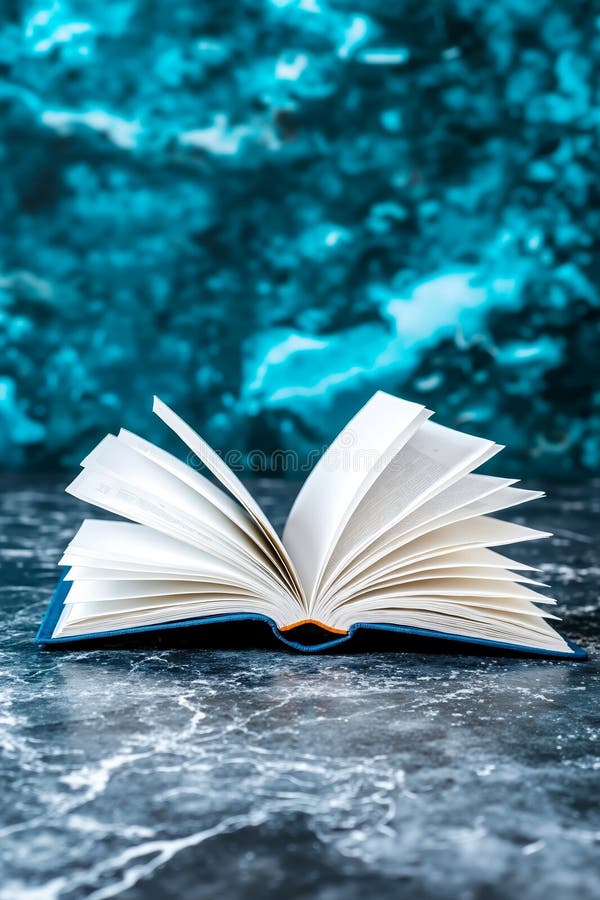 An Open Book on a Blue Background Stock Photo - Image of hint, closeup ...