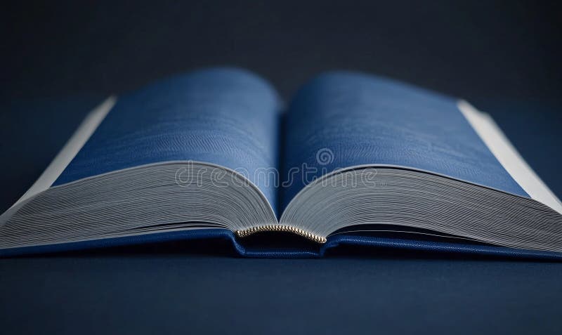 Open Book with Blue Pages, Minimalist and Serene Stock Illustration ...