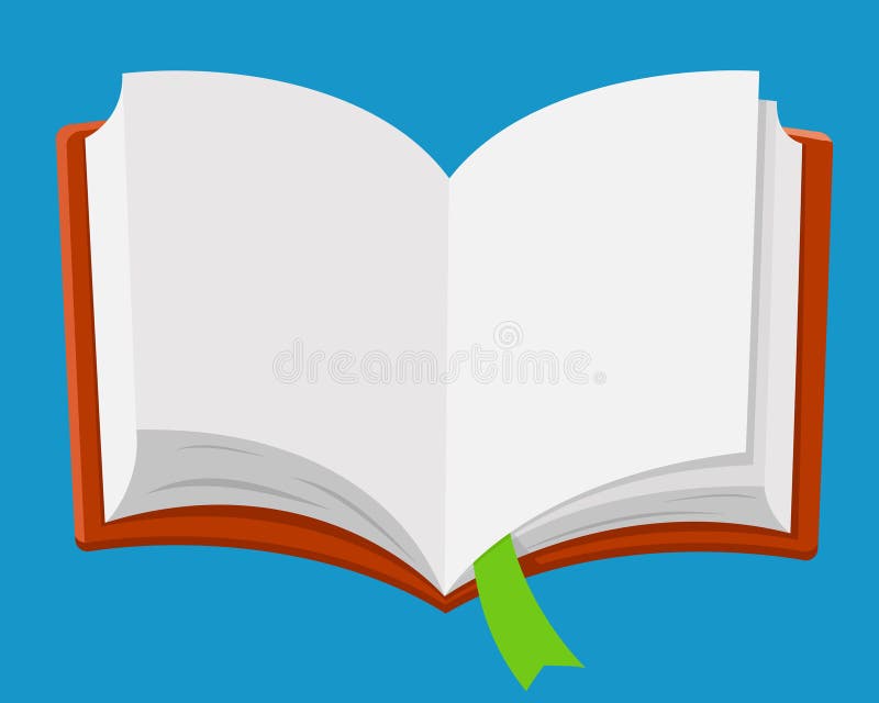 Open Book with Bookmark on Blue Background Stock Illustration ...