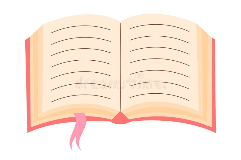 Open Book with Bookmark and Empty Lined Paper Sheets. Stock Vector ...