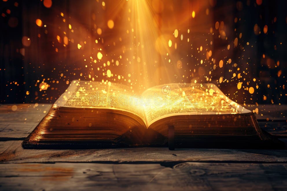 An Open Book with a Bright Light Shining from within, Great for ...