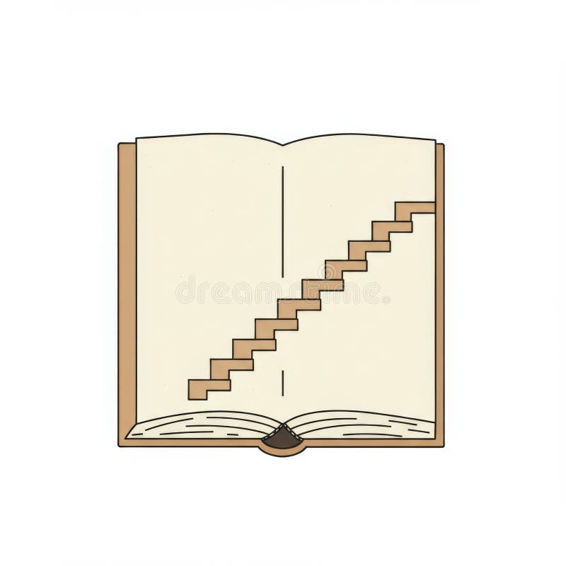 Open Book with Brown Wooden Stairs Illustration Stock Illustration ...