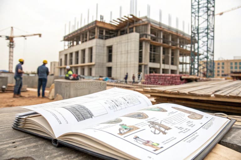 Open Book and Building Construction Knowledge of Architecture Topic Stock Illustration ...