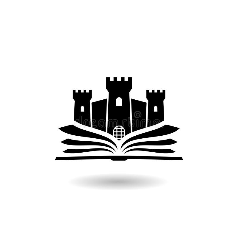Open Book Castle Icon with Shadow Stock Vector - Illustration of ...