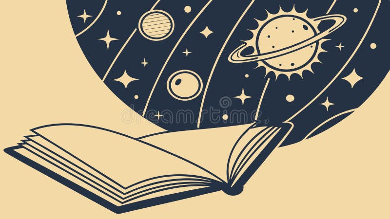 Open Book with Celestial Planets, Learning and Space Exploration, Vector Design Generative AI ...