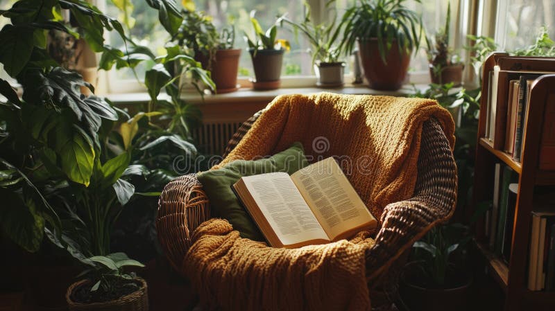 Open Book on Chair stock illustration. Illustration of writing - 373111401