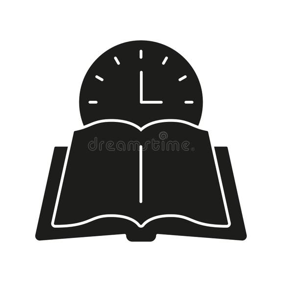 Open Book with Clock Solid Icon. Time Management, Study Planning, and ...