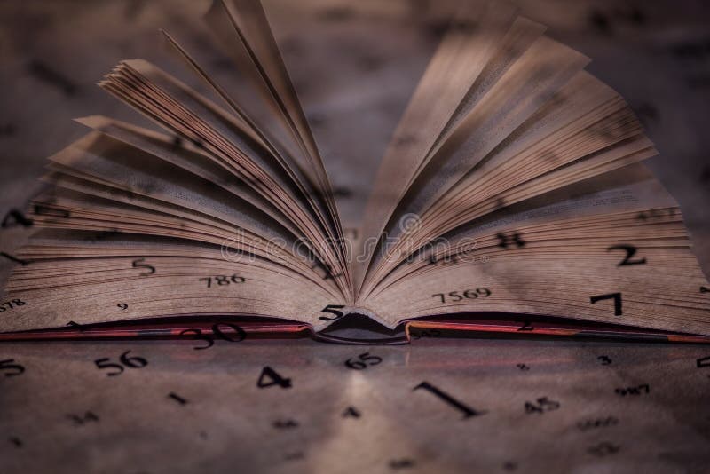 Open Book Close Up Pages with Numbers. Numerology Concept Stock Image ...