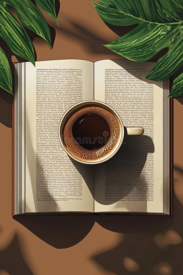 Open Book with a Coffee Cup on an Orange Colored Background Stock Photo ...