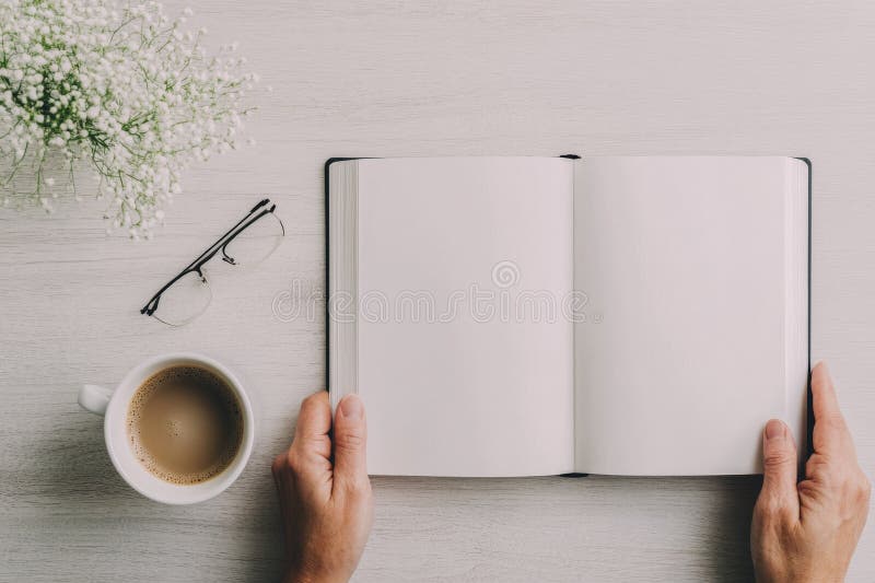 Open Book with Coffee and Glasses on Desk - Reading and Relaxation ...